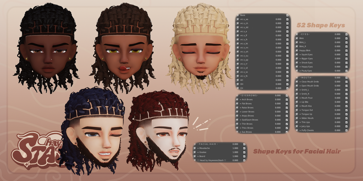 DIVINE Heads + Half Up Locs「Male & Female Head + Hair - Hayweee's Stash