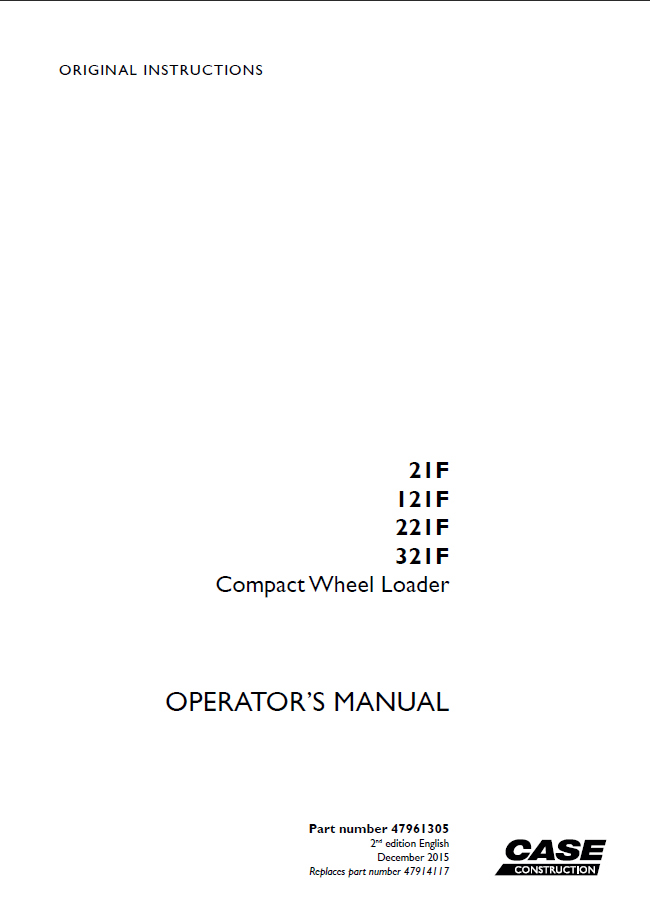 CASE Construction 21F, 121F, 221F, 321F Compact Wheel - MYServiceManuals