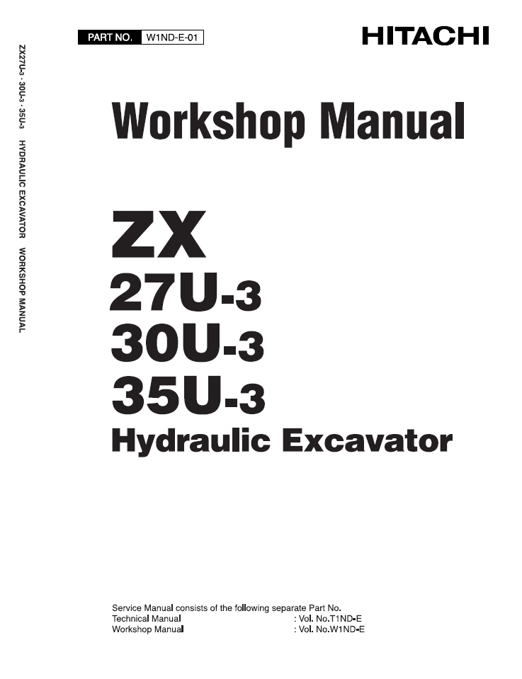 Hitachi ZAXIS ZX27U-3, ZX30U-3, ZX35U-3 Hydraulic Exca - MYServiceManuals
