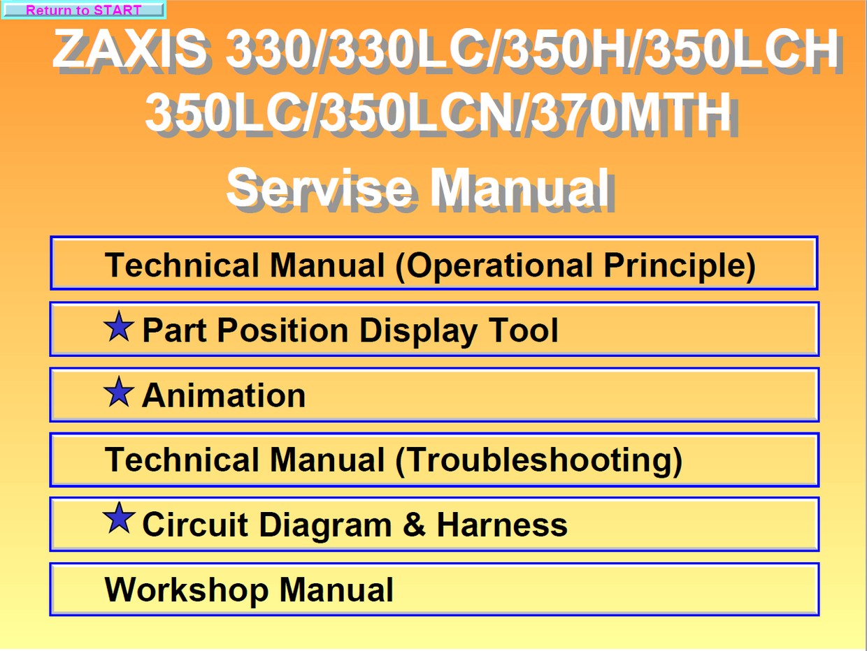Hitachi Zaxis 330, Zaxis 330LC ZX350H, ZX350LCH, ZX370 - MYServiceManuals