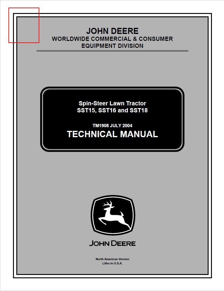 John Deere CCE SST15, SST16, SST18 Spin-Steer Lawn Tra - MYServiceManuals