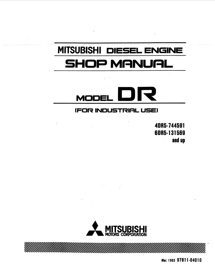 Mitsubishi 4DR5, 6DR5 (for Industrial Use) Diesel Engi - MYServiceManuals