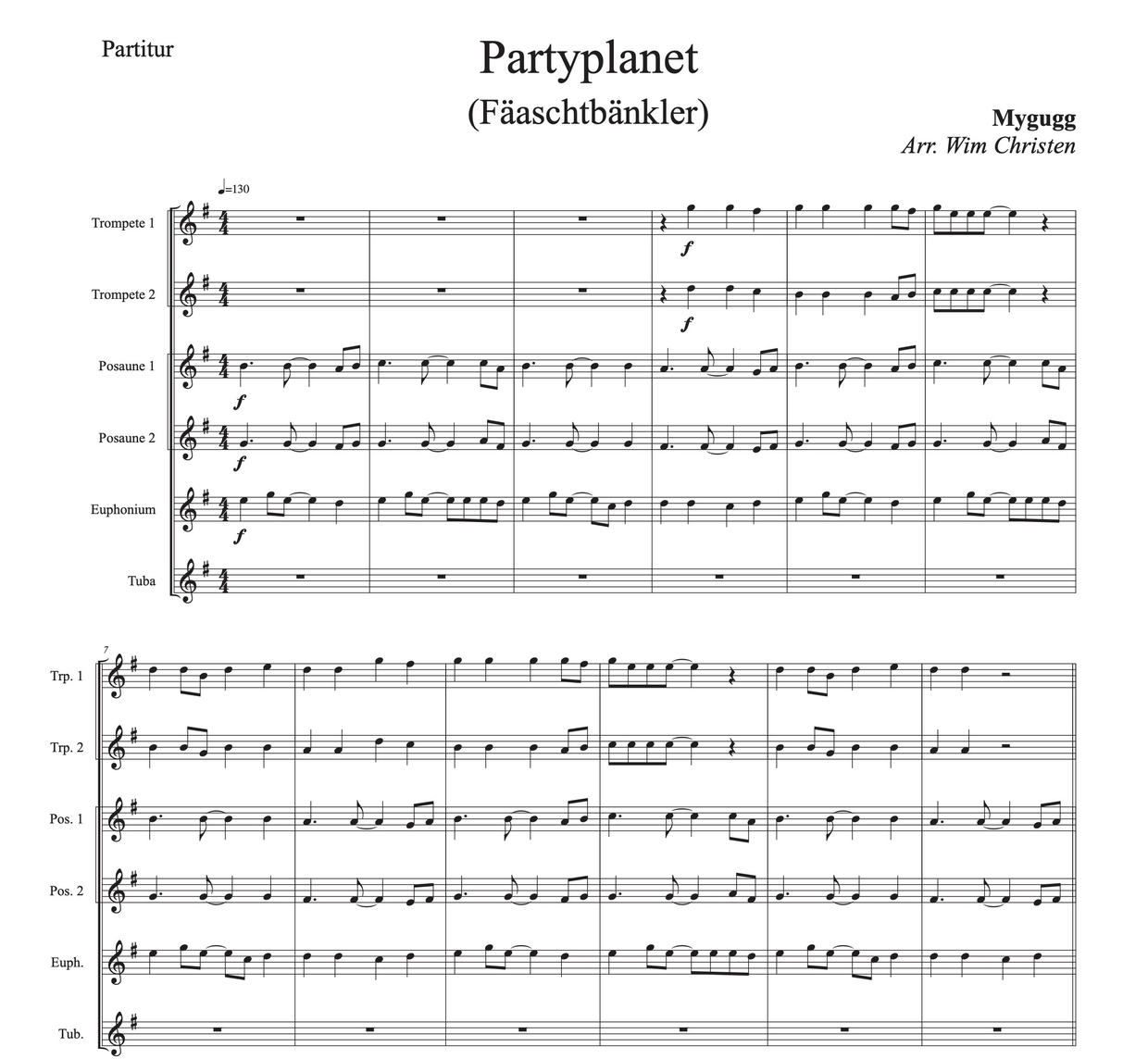 Partyplanet - Fääschtbänkler Schwierigkeitsstufe 3/5 - Noten-Shop