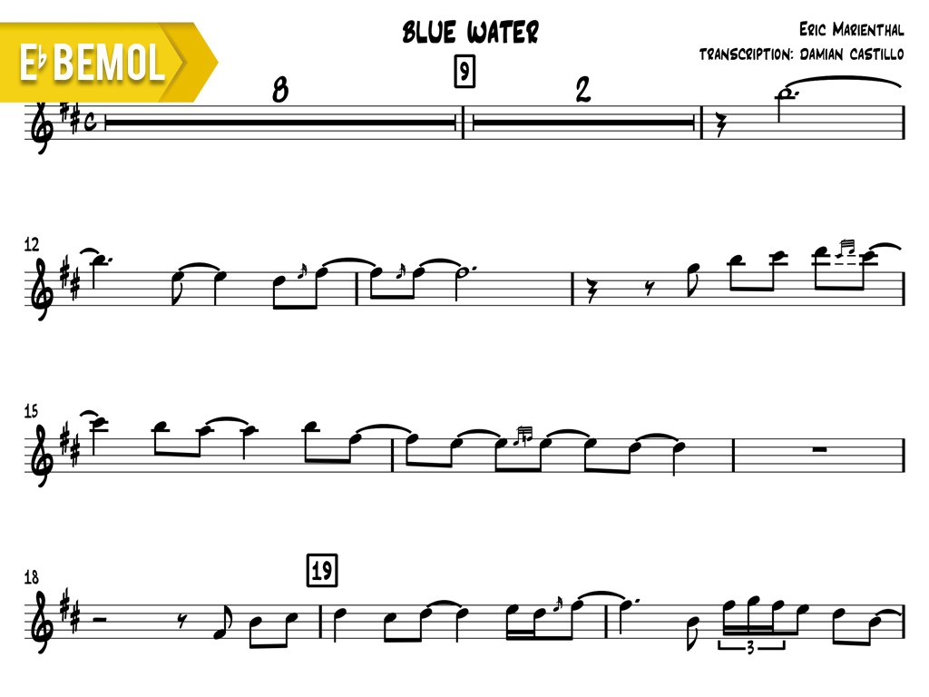 Eric Marienthal - "Blue Water" - Eb - Damian's Transcriptions