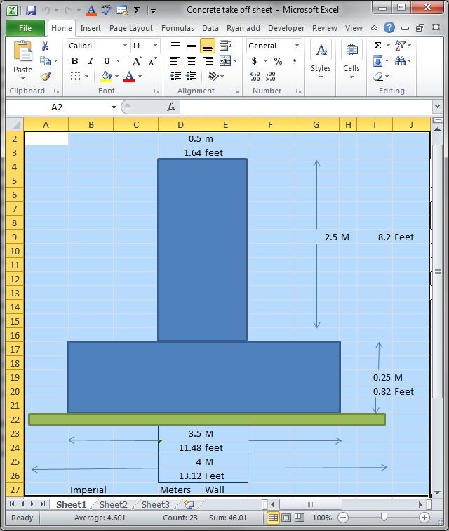 Concrete Footer and Stemwall - Excel Templates