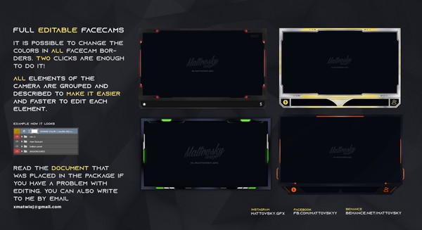 FLAME STREAM OVERLAY TEMPLATE | PSD PACK - Stream Overlay Templates for ...