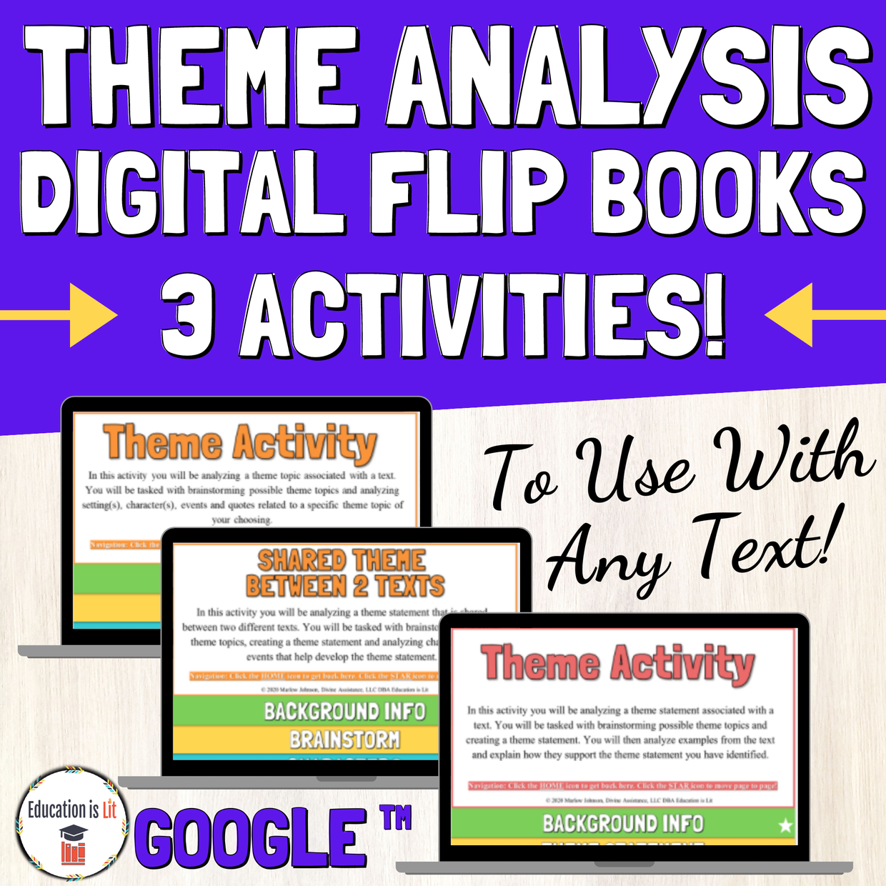 Digital Flipbook for Theme Analysis - Education is Lit