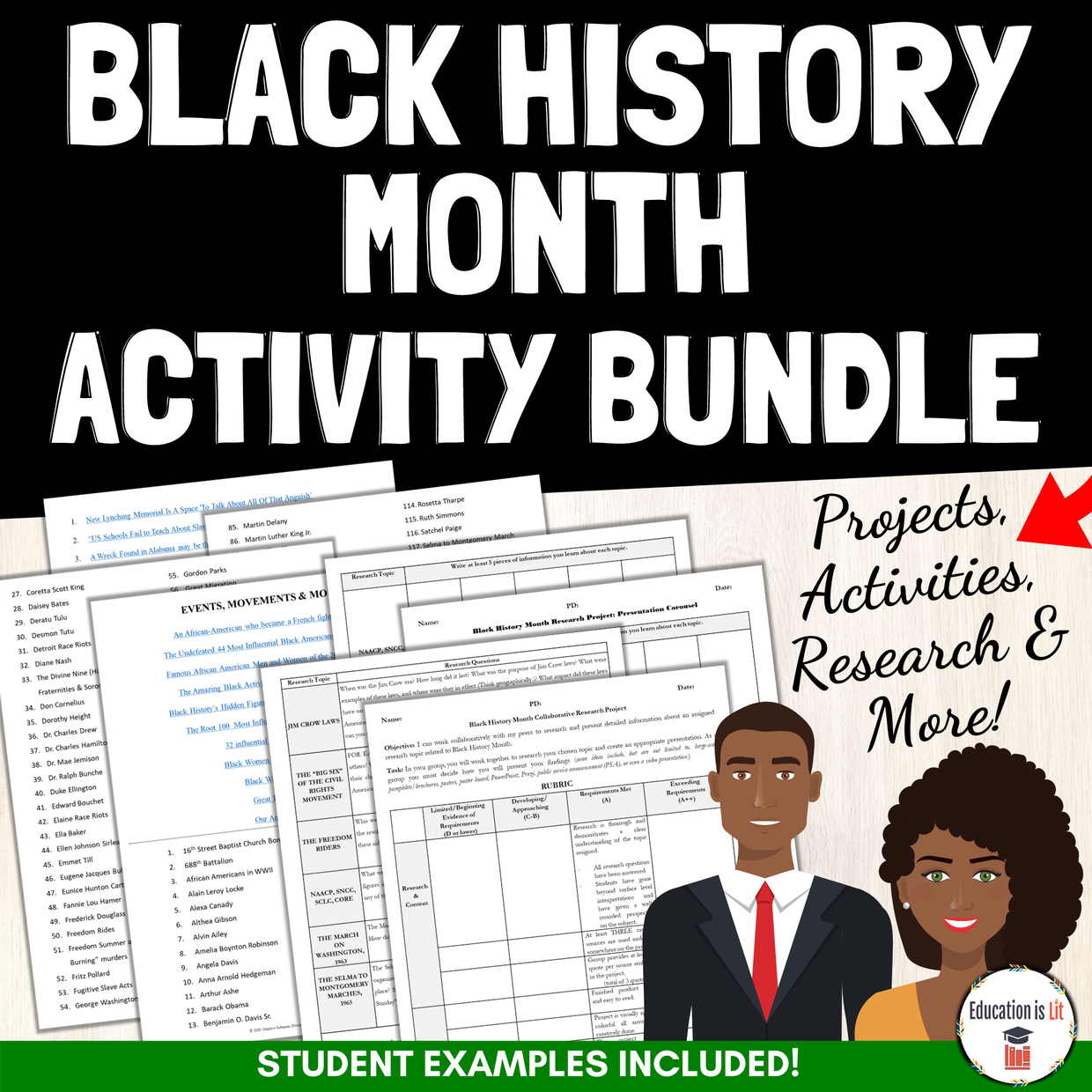 Bundle of Black History Month Activities for Middle an - Education is Lit