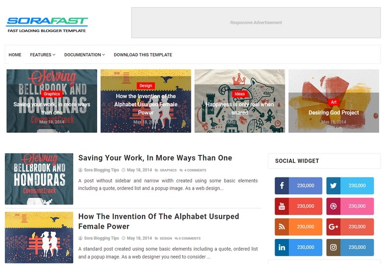 Sora Fast Blogger Template Extended Version - SoraTemplates