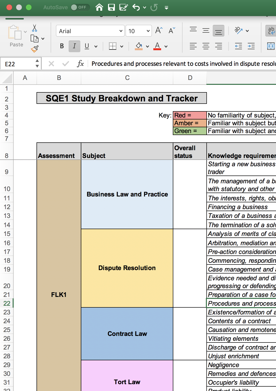 SQE1 Study Tracker - MY LEGAL CAREER