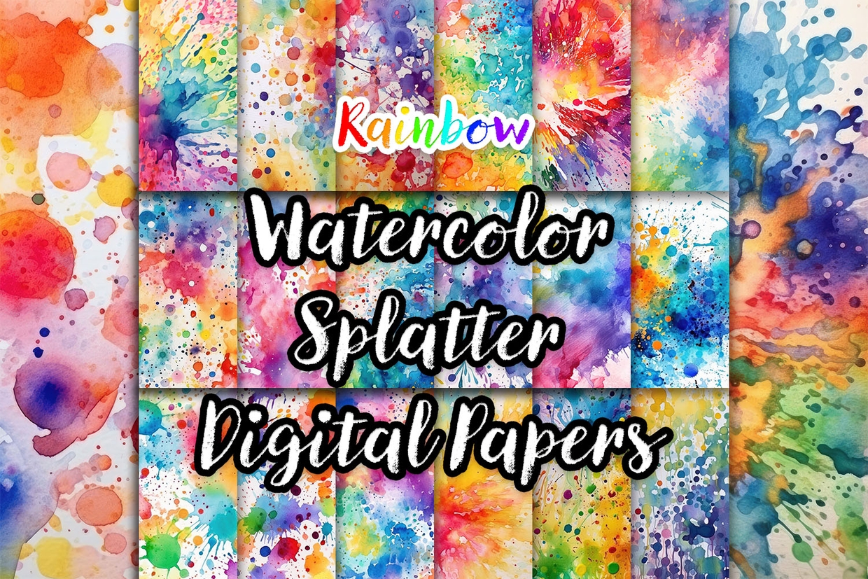 Rainbow Watercolor Splashes