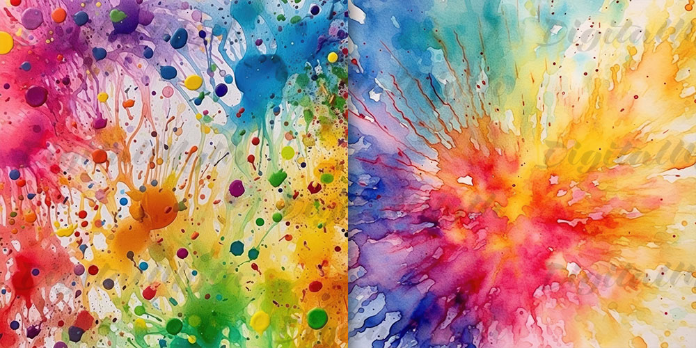 Rainbow Watercolor Splashes