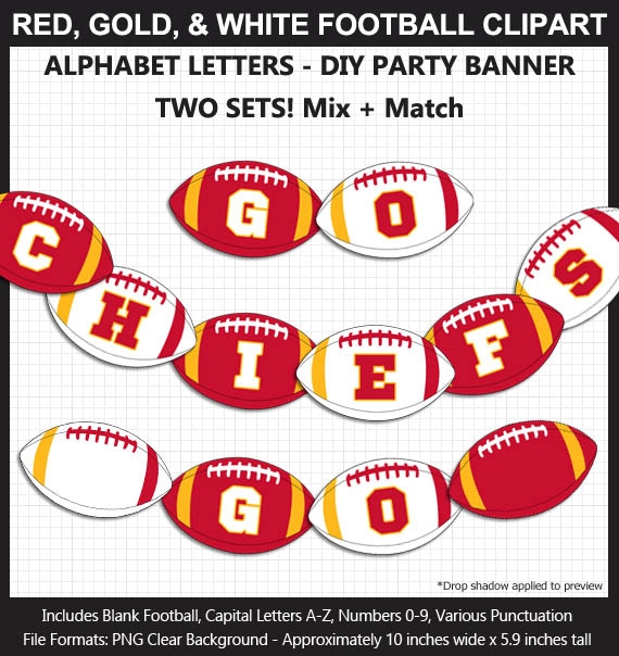 Red, Gold, & White Football Alphabet Banner Clip Art ...