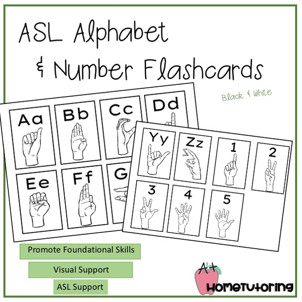 ASL Alphabet Cards Black & White - Faith in Literacy
