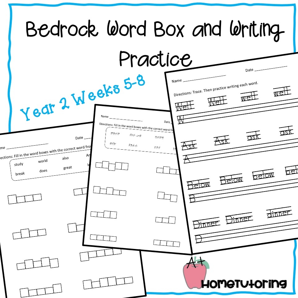 Year 2 Bedrock Word Boxes and Writing Sheets WKS 5-8 - Faith in Literacy