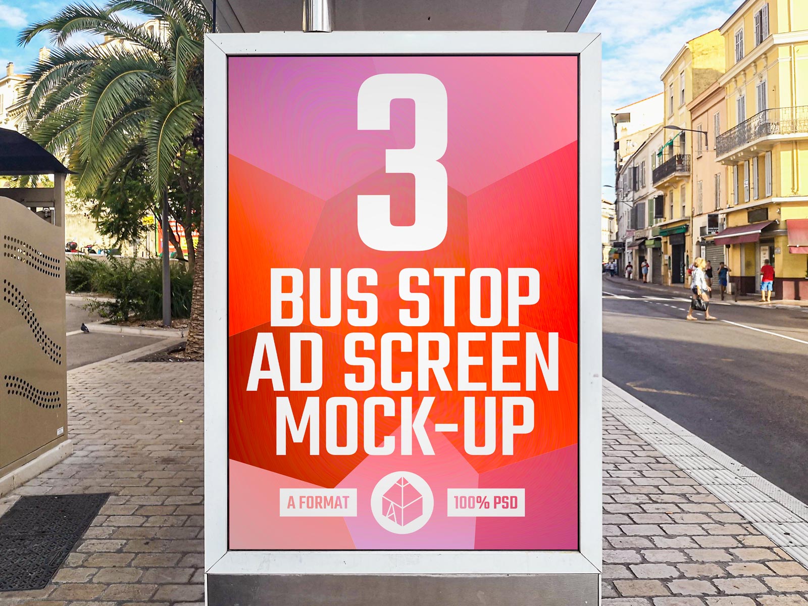 Milan Bus Stop Advertising Screen Mock-Ups 8 (v2) - Graphic Shelter