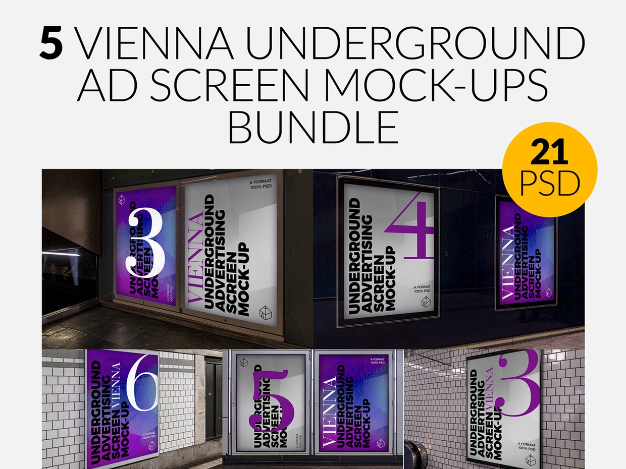 Vienna Underground Advertising Screen Mock-Ups Bundle - Graphic Shelter