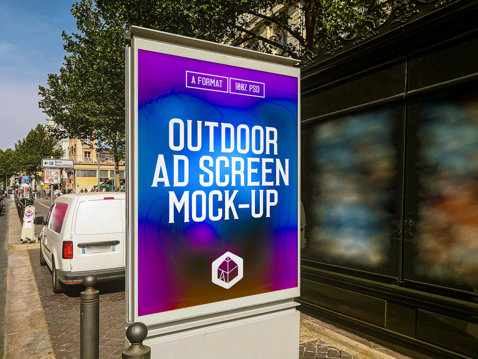 Free Warsaw Citylight Advertising Screen Mock-Up 2 v2 - Graphic Shelter