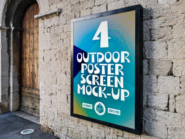 4 Outdoor Ad Screen Mock-Ups Set Bundle - Graphic Shelter