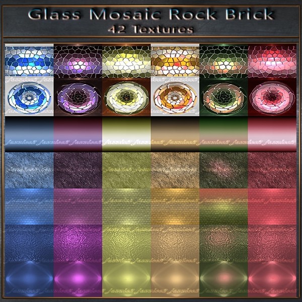 Glass, mosaic, rock brick 42 textures - Jazziee2