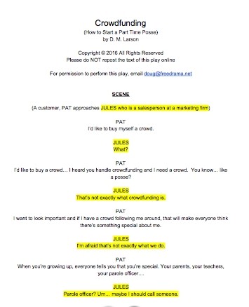 Performance Royalty for Stage Play Script by D. M. Lar - Freedrama