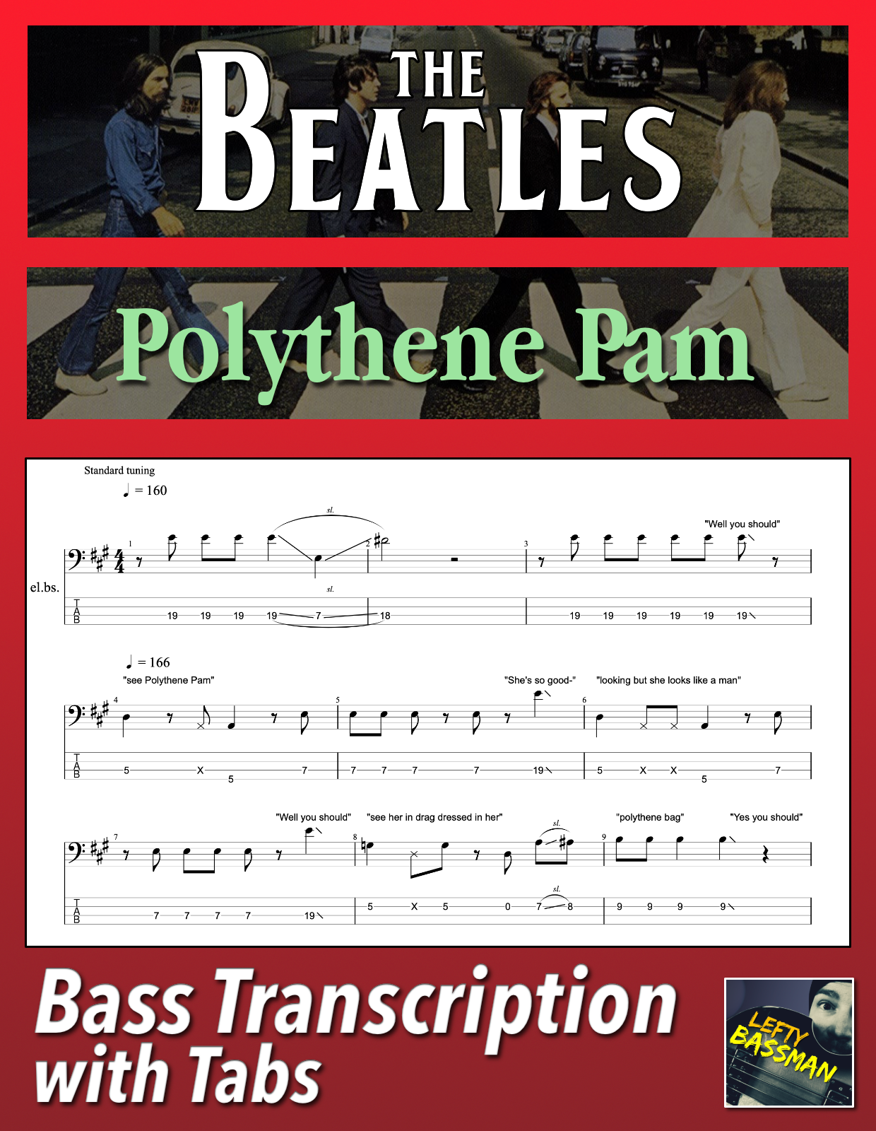 The Beatles - Polythene Pam /// Bass transcription wit - Lefty Bassman