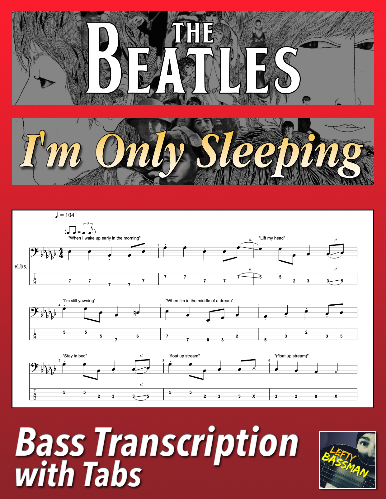 The Beatles - I'm Only Sleeping /// Bass transcription - Lefty Bassman
