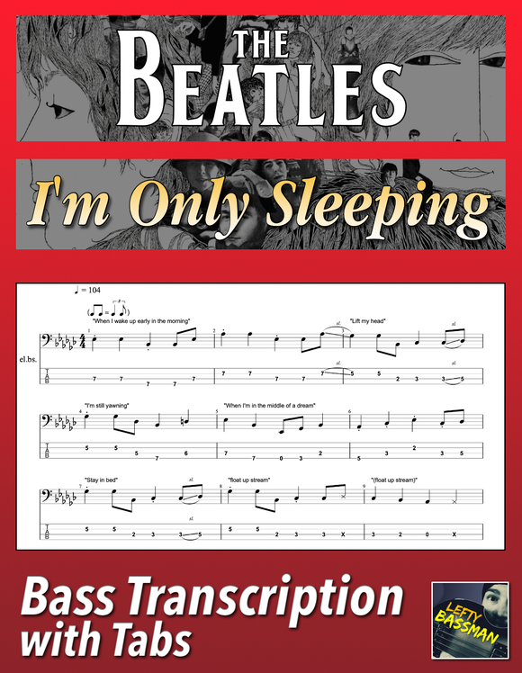 The Beatles - Get Back /// Bass transcription with tab - Lefty Bassman