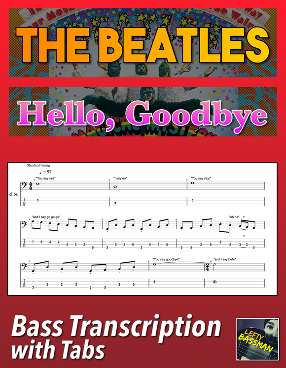 The Beatles - Get Back /// Bass transcription with tab - Lefty Bassman
