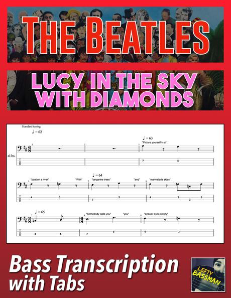 The Beatles - Get Back /// Bass transcription with tab - Lefty Bassman