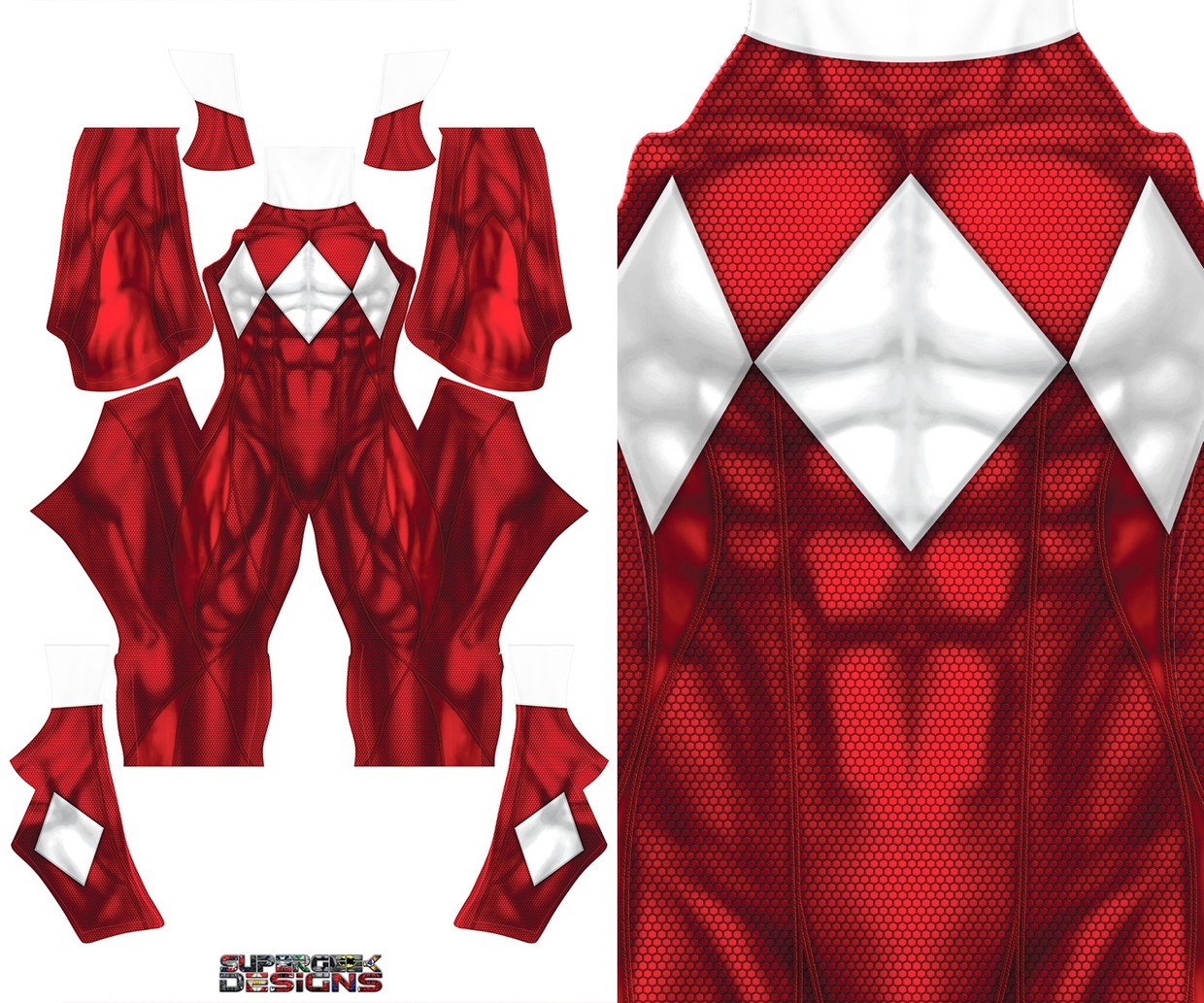 RED POWER RANGER concept (diamond edit) pattern file - SUPERGEEK DESIGNS
