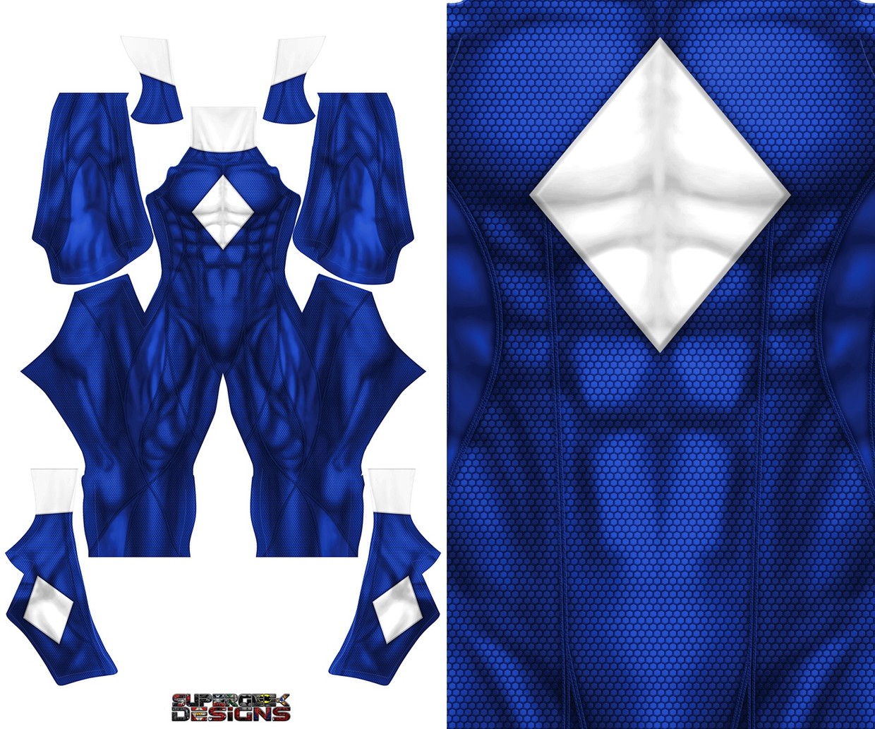 BLUE POWER RANGER concept design pattern file - SUPERGEEK DESIGNS