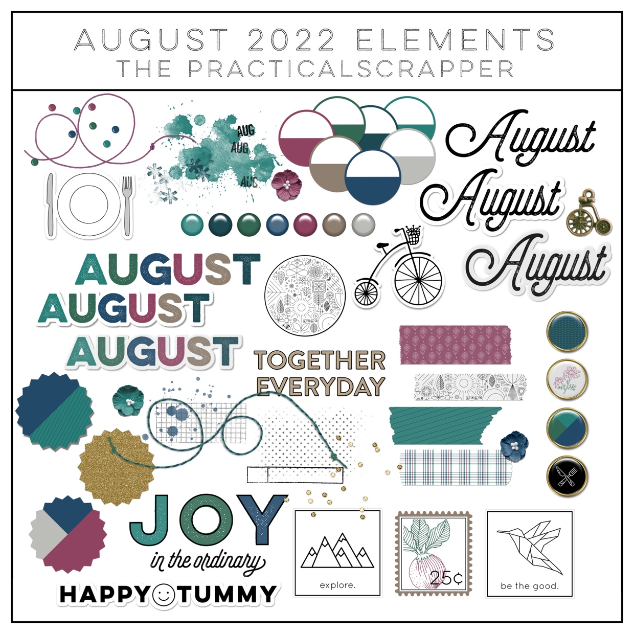 August 2022 Month By Month Elements - The PracticalScrapper