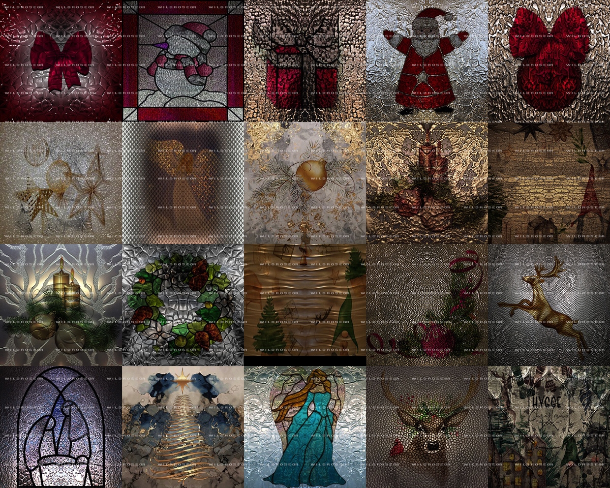CHRISTMAS GLASS TEXTURES - WildRoseGr