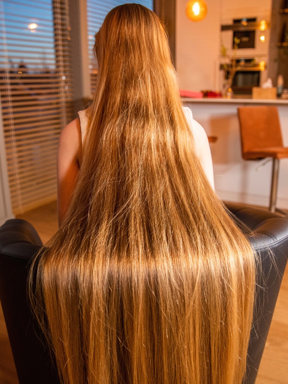 PHOTO SET - Extreme hair sliding in a chair photoshoot - RealRapunzels