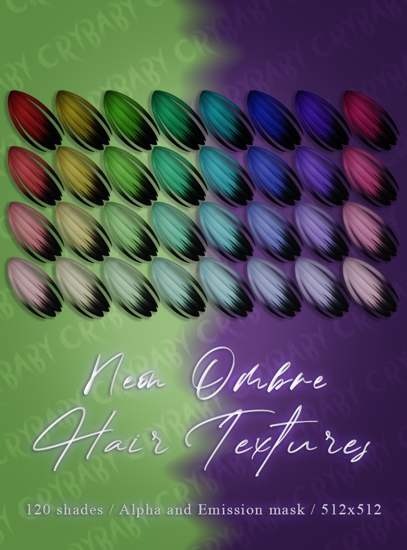 64 Neon Ombre Square Hair Textures - crybaby