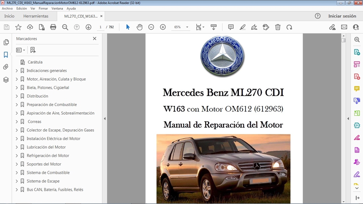 MERCEDES BENZ ML270 CDI W163 OM612 Manual de Taller de - Car.Repair.Manuals