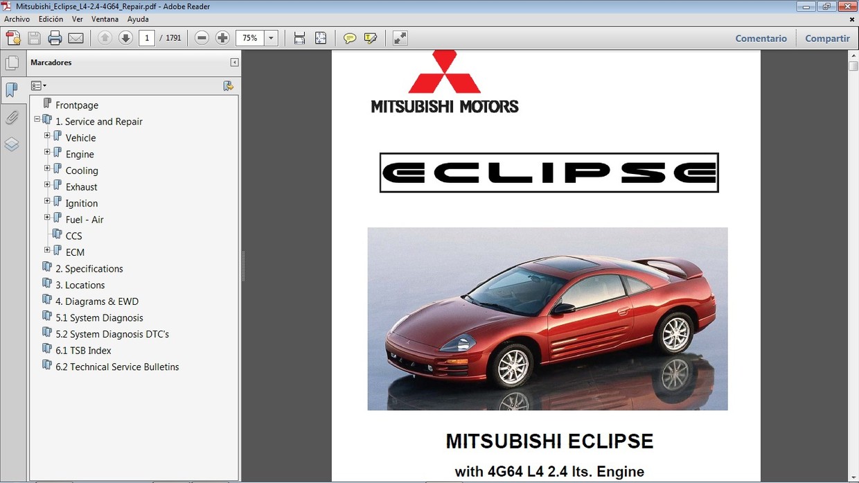 MITSUBISHI ECLIPSE 2.4 Workshop Repair - Manual de Tal - Car.Repair.Manuals