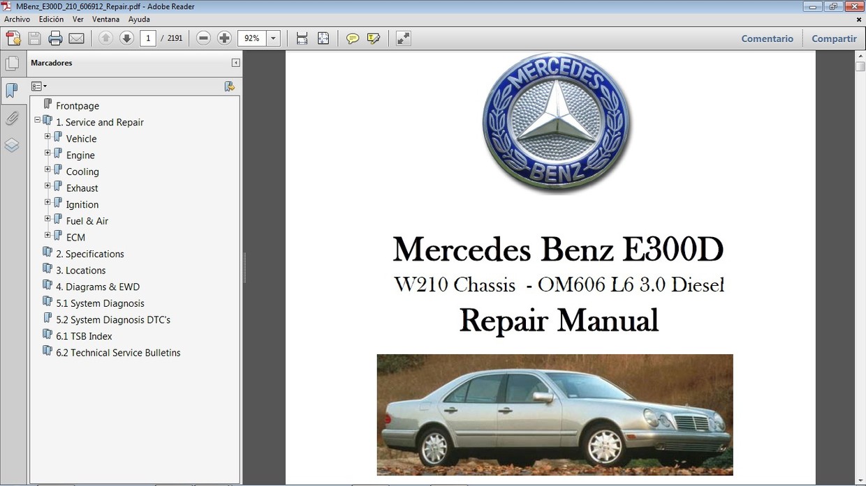 MERCEDES BENZ E300D W210 OM606 Workshop Repair Manual - Car.Repair.Manuals