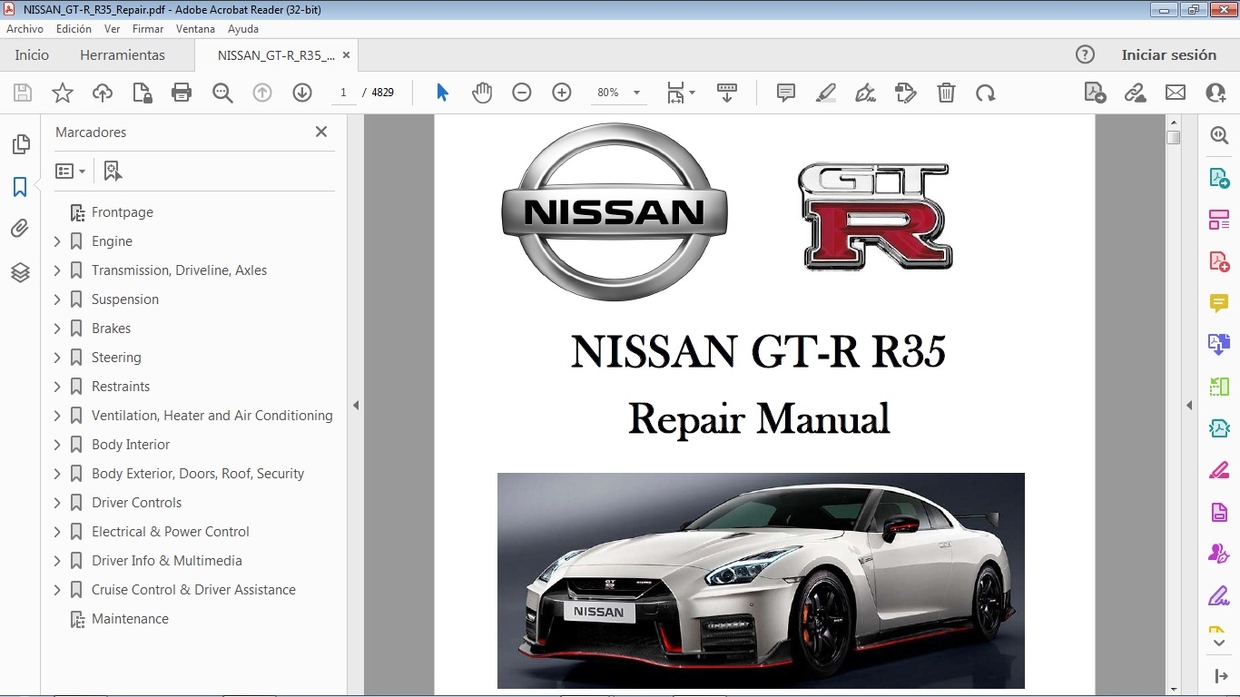 NISSAN GT-R R35 Workshop Repair - Manual de Taller - Car.Repair.Manuals