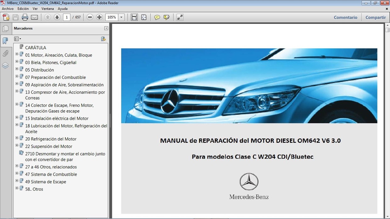MERCEDES BENZ W204 CDI OM642 - Manual de Taller del Mo - Car.Repair.Manuals