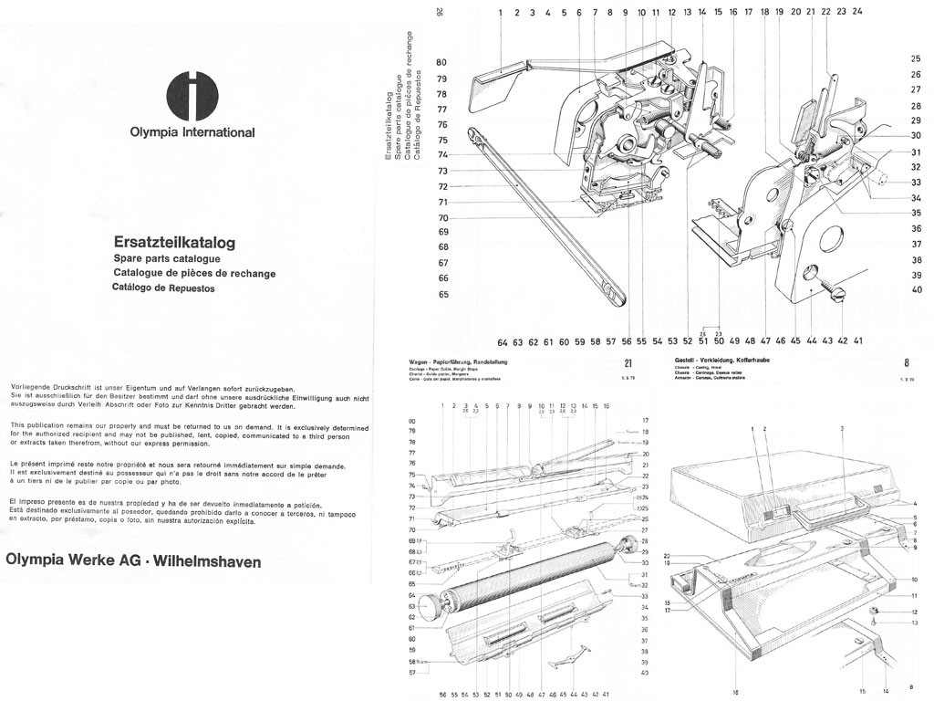 Olympia Traveler Portable Typewriter Parts Manual - TWDB Operation: OOPRAP