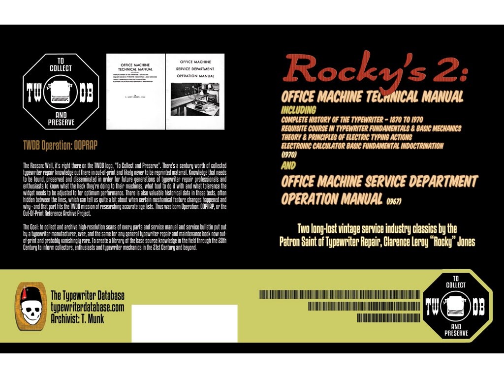 Rocky's 2: Office Machine Technical Manual and Office - TWDB Operation: OOPRAP