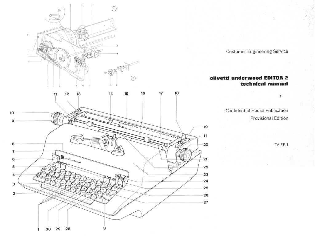 1972 Olivetti Editor 2 Electric Typewriter Service Man - TWDB Operation: OOPRAP