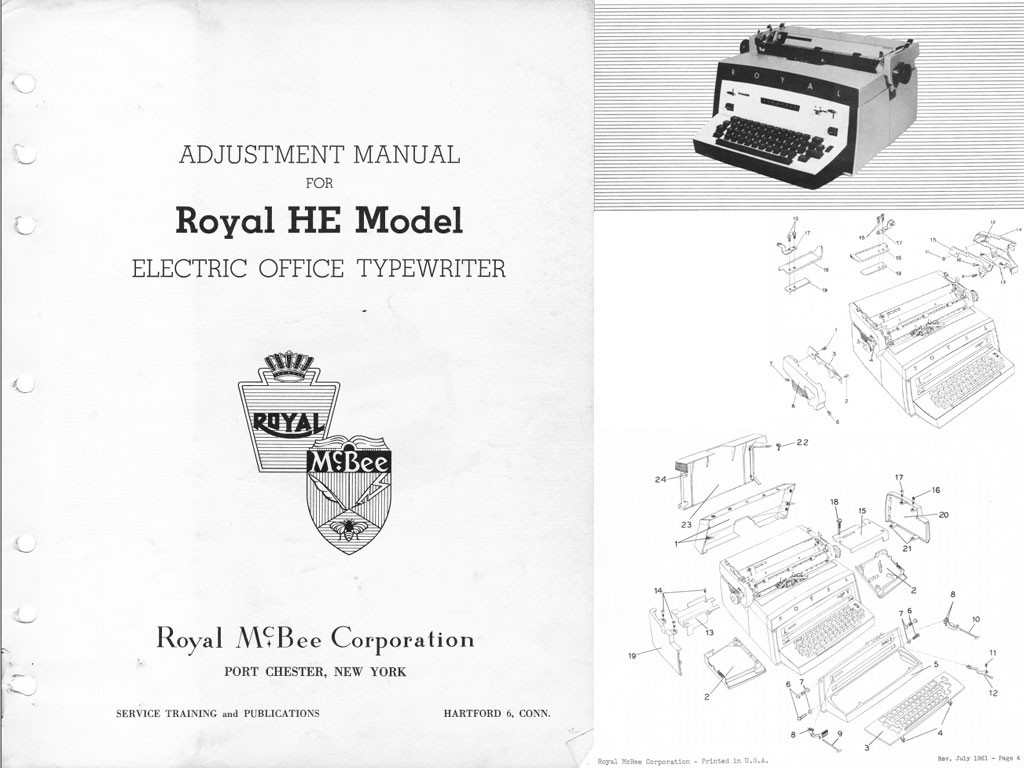 1960 Royal HE, HER & EB Standard Electric Desktop Type - TWDB Operation: OOPRAP