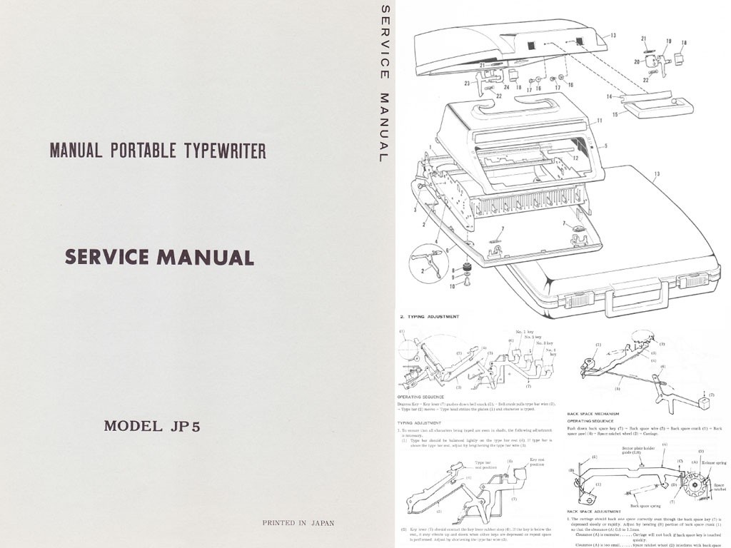 Brother JP-5 Manual Portable Typewriter Repair Adjustm - TWDB Operation: OOPRAP