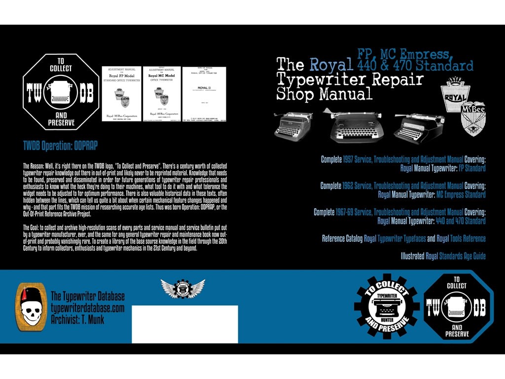 The Royal FP, MC Empress, 440 & 470 Typewriter Repair - TWDB Operation: OOPRAP