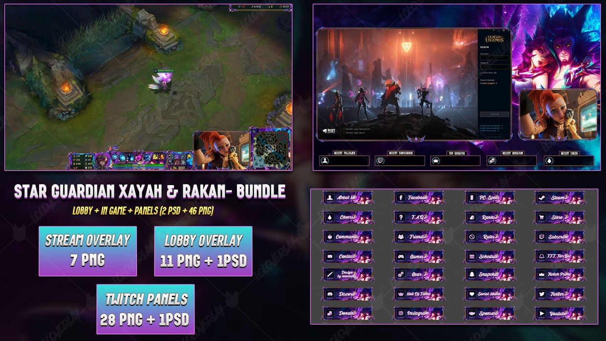 🔥 STAR GUARDIAN XAYAH & RAKAN - BUNDLE [46 PNG + 2 PS - LoLoverlay