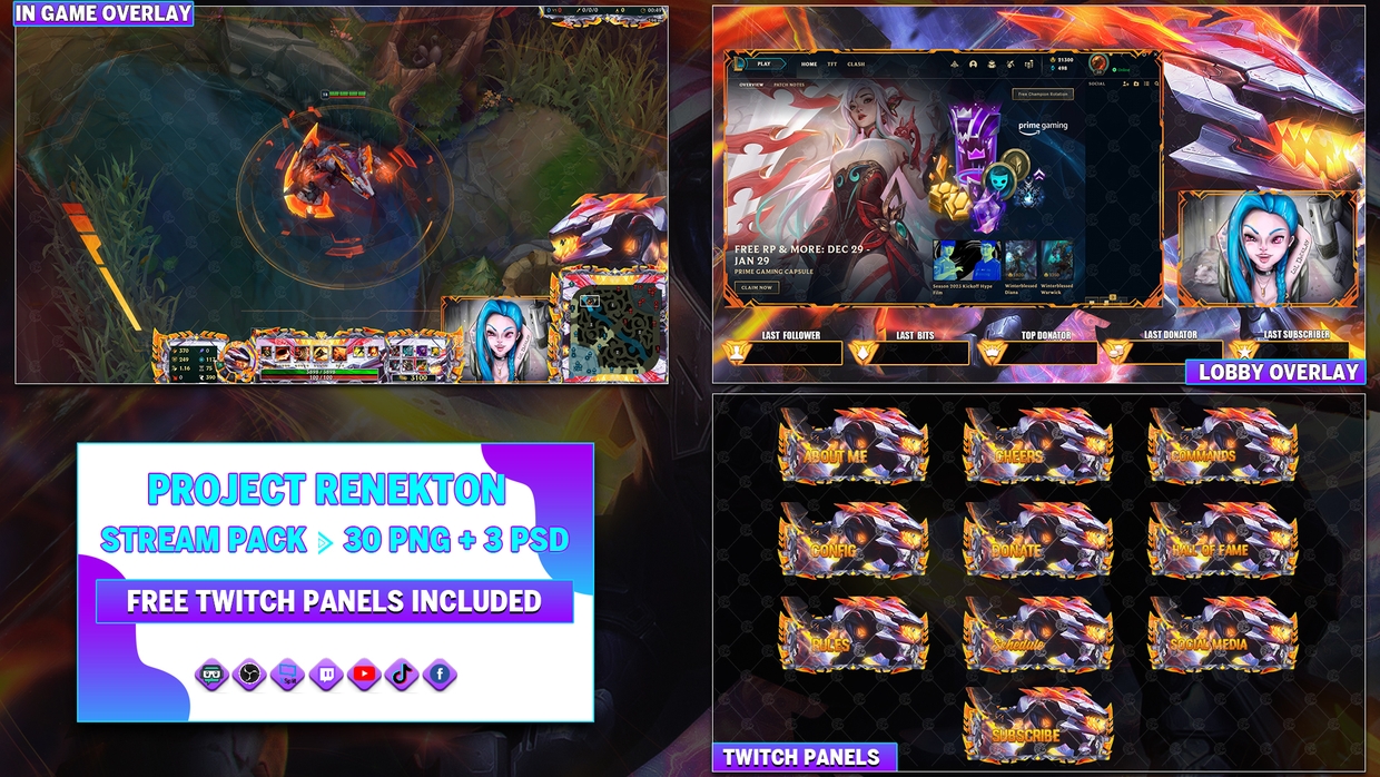 🔻 PROJECT RENEKTON - STREAM BUNDLE (+ FREE TWITCH PANE - LoLoverlay