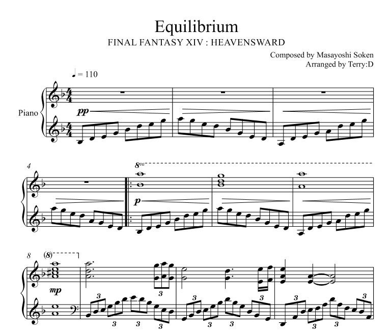 Equilibrium(FFXIV Sophia Theme) for piano solo(Arr.by - Terry:D Music ...